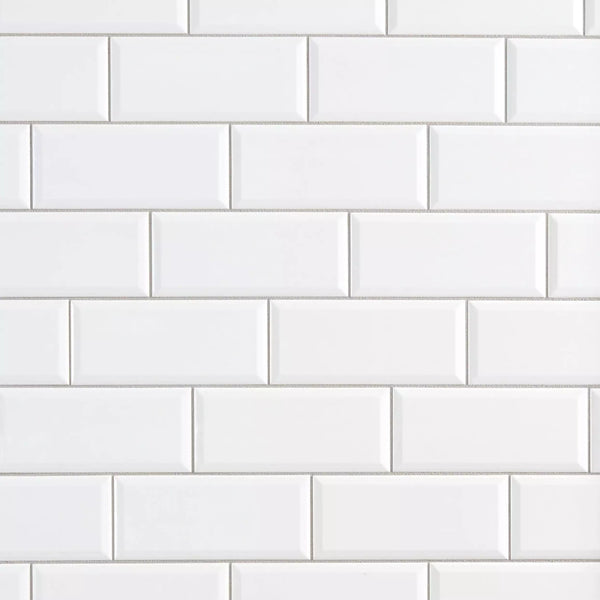 Eclipse 4" x 12" Beveled White Subway Wall Tile – Qube Tiles